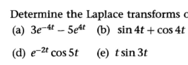 Solved Determine the Laplace transforms (a) 3e-41 - 5e4t (b) | Chegg.com