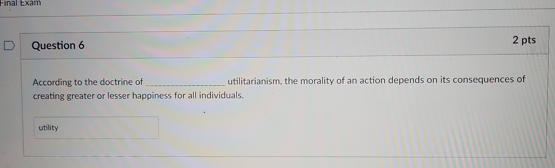 Solved Final ExamQuestion 62 ﻿ptsAccording to the doctrine | Chegg.com