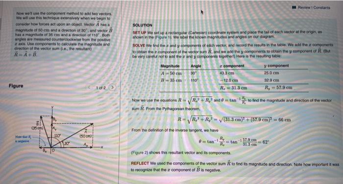 Solved Review Constants Now we'll use the component method | Chegg.com