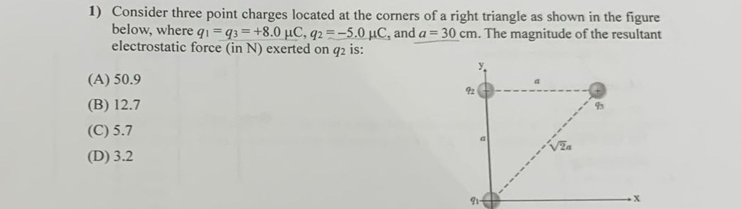 Solved Consider three point charges located at the corners | Chegg.com