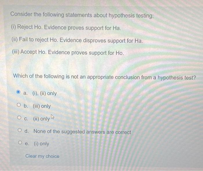 Solved Consider the following statements about hypothesis | Chegg.com