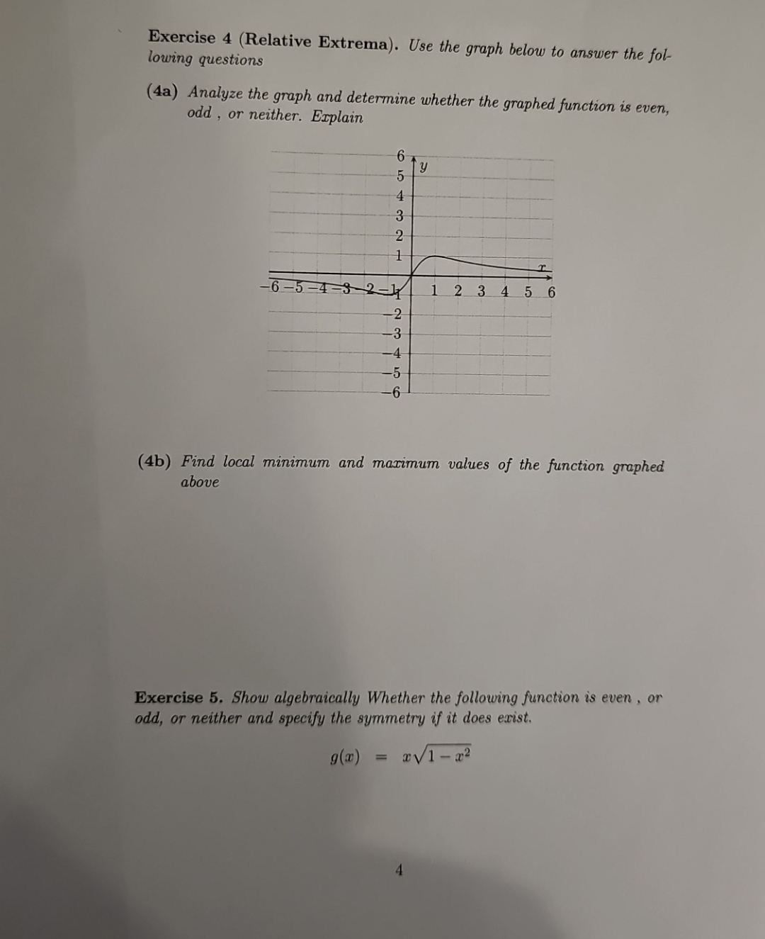 Solved Exercise 4 (Relative Extrema). ﻿Use the graph below | Chegg.com