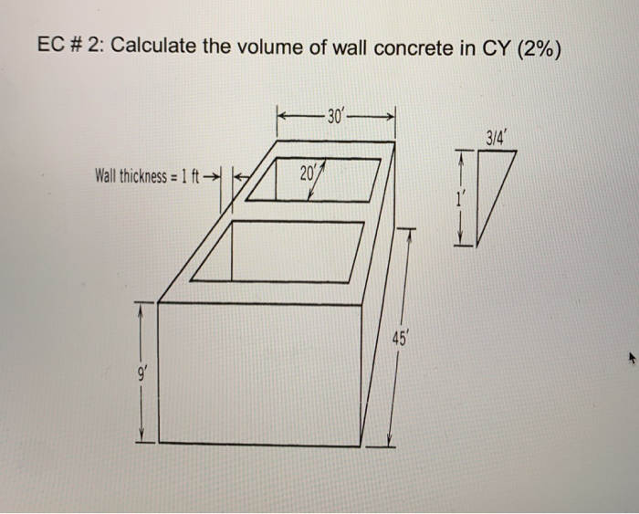 Solved EC # 2: Calculate the volume of wall concrete in CY | Chegg.com