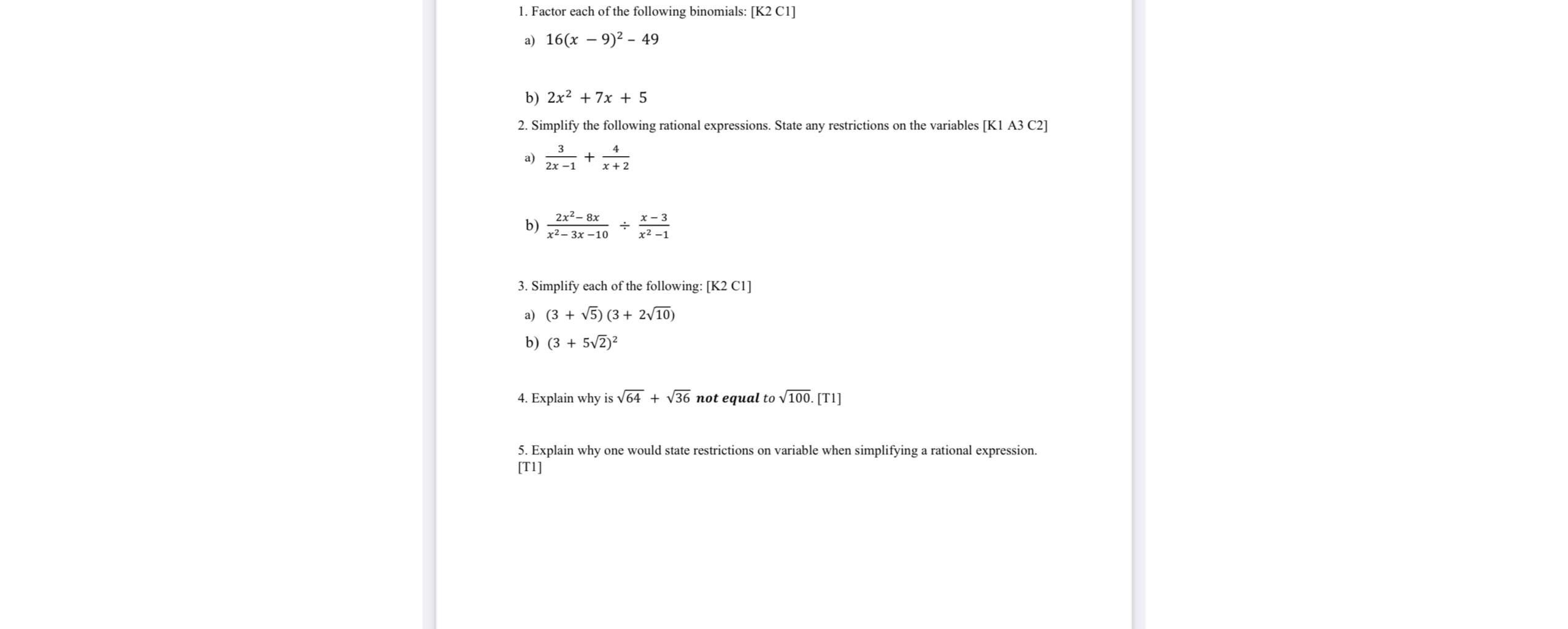Solved Factor each of the following binomials: | Chegg.com