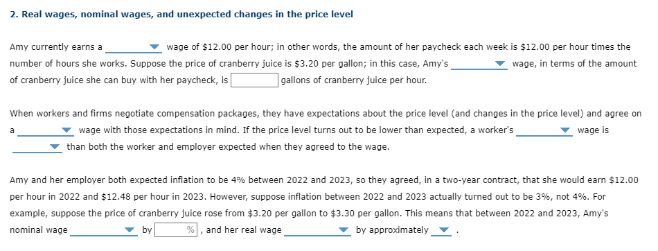 Solved Real wages, nominal wages, and unexpected changes in | Chegg.com