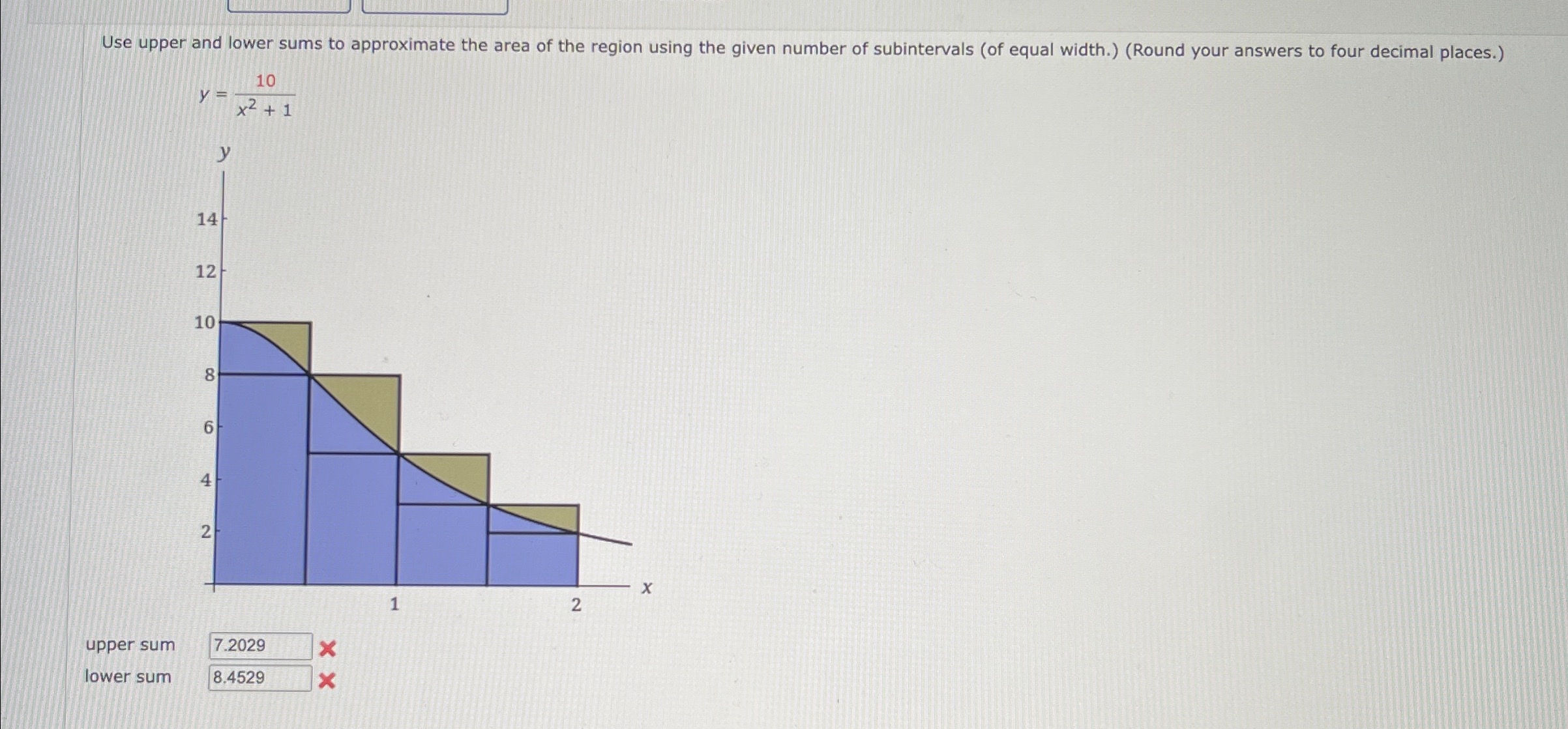 Solved Use upper and lower sums to approximate the area of | Chegg.com