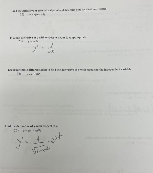 Solved Find the derivative at each critical point and | Chegg.com