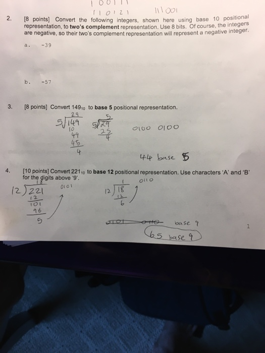 Solved please explain how to do two's complement, also if | Chegg.com