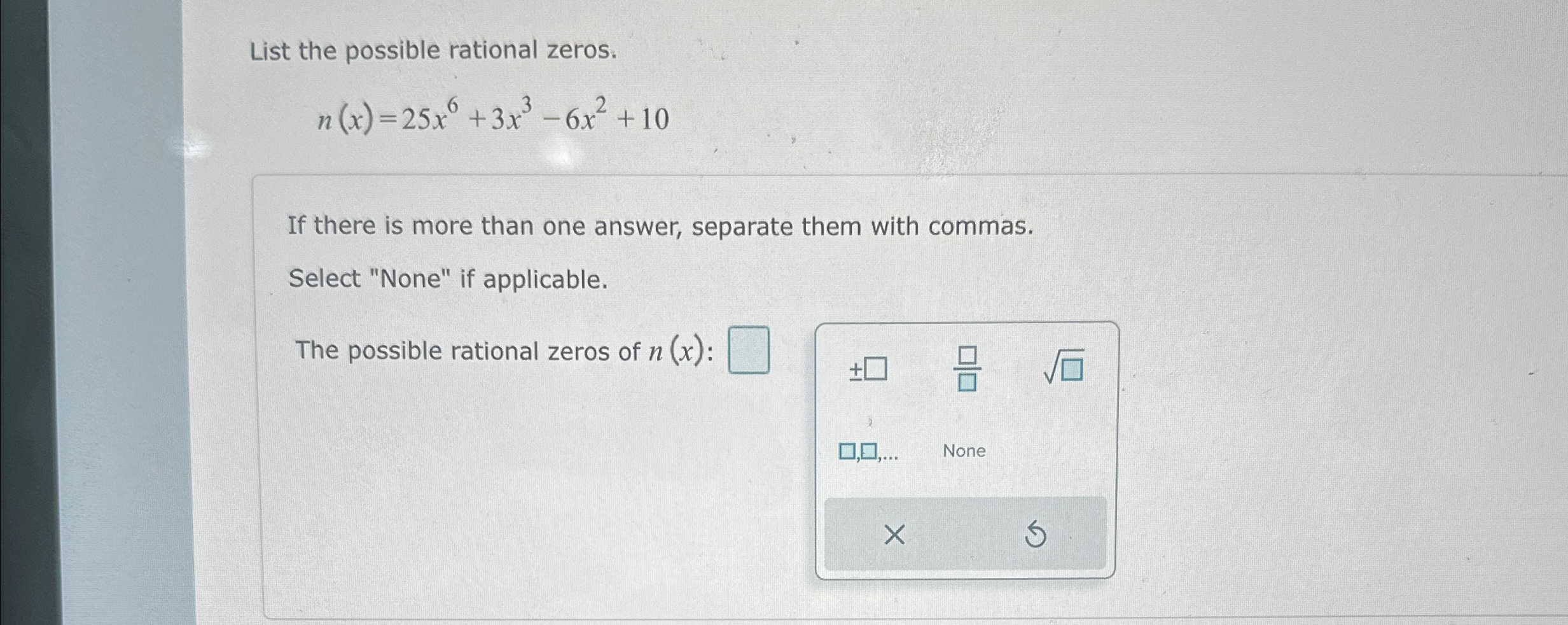 Solved List the possible rational | Chegg.com