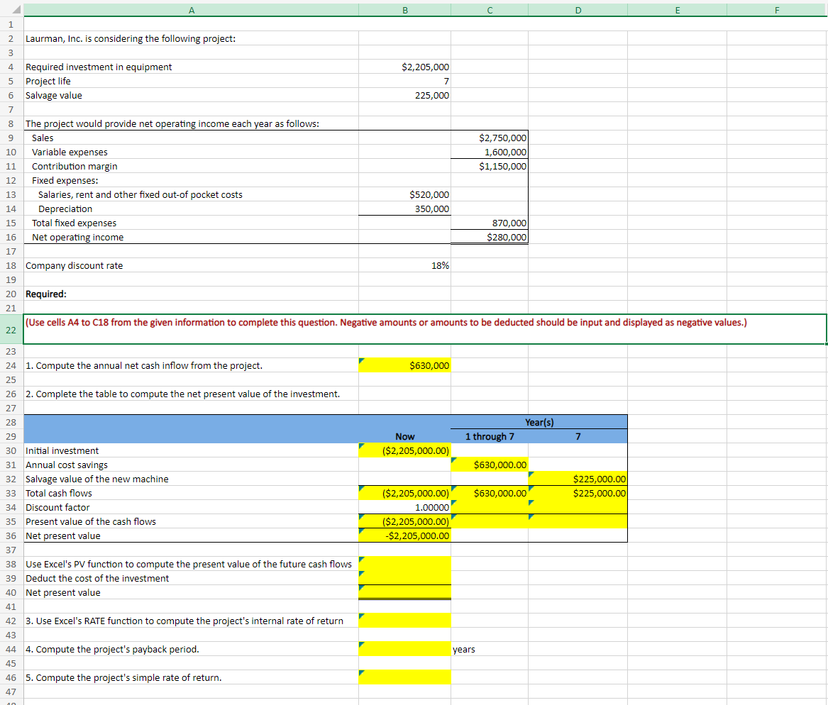 When solving for Discount Facotr, please use =PV | Chegg.com