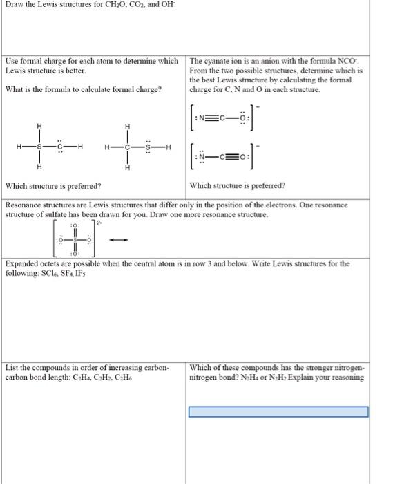 Solved Draw the Lewis structures for CH2O,CO2, and OH− Use | Chegg.com