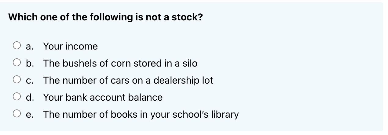Solved Which one of the following is not a stock?a. ﻿Your | Chegg.com