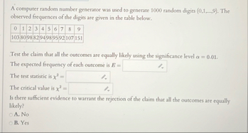 Solved A compater random number generator was used to | Chegg.com