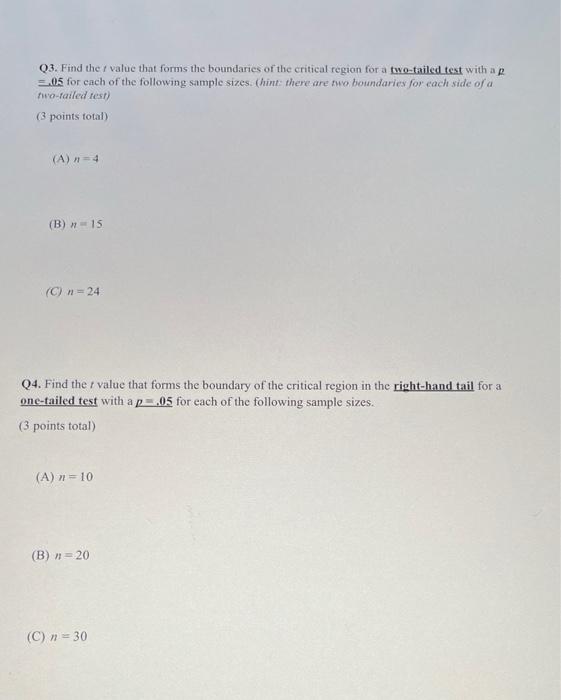 Solved Q3. Find the t value that forms the boundaries of the | Chegg.com