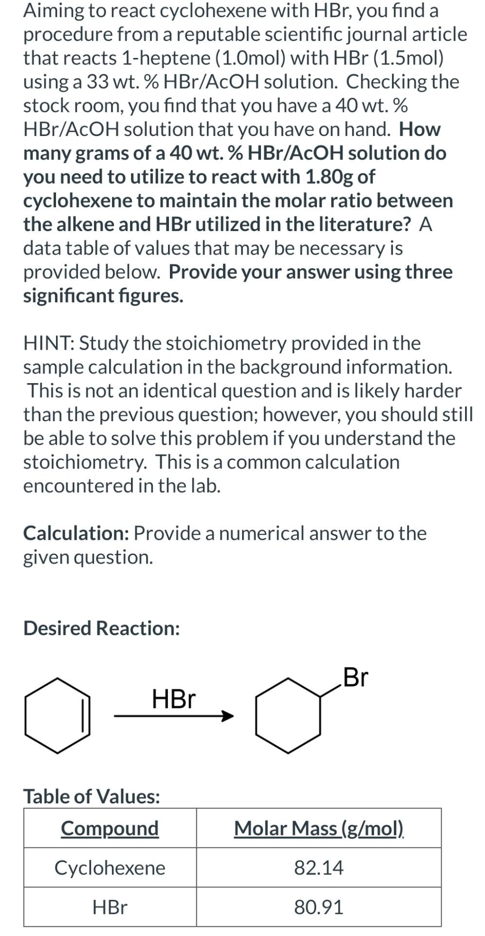 Solved using a 33 wt. \% HBr/AcOH solution. Checking the | Chegg.com