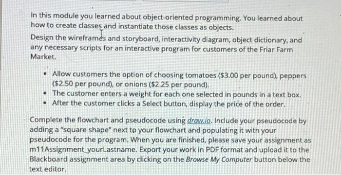 Solved In this module you learned about object-oriented | Chegg.com