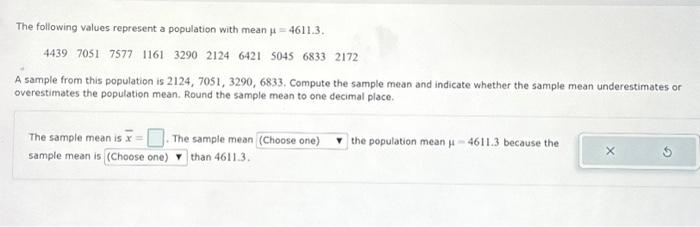 Solved The following values represent a population with mean | Chegg.com