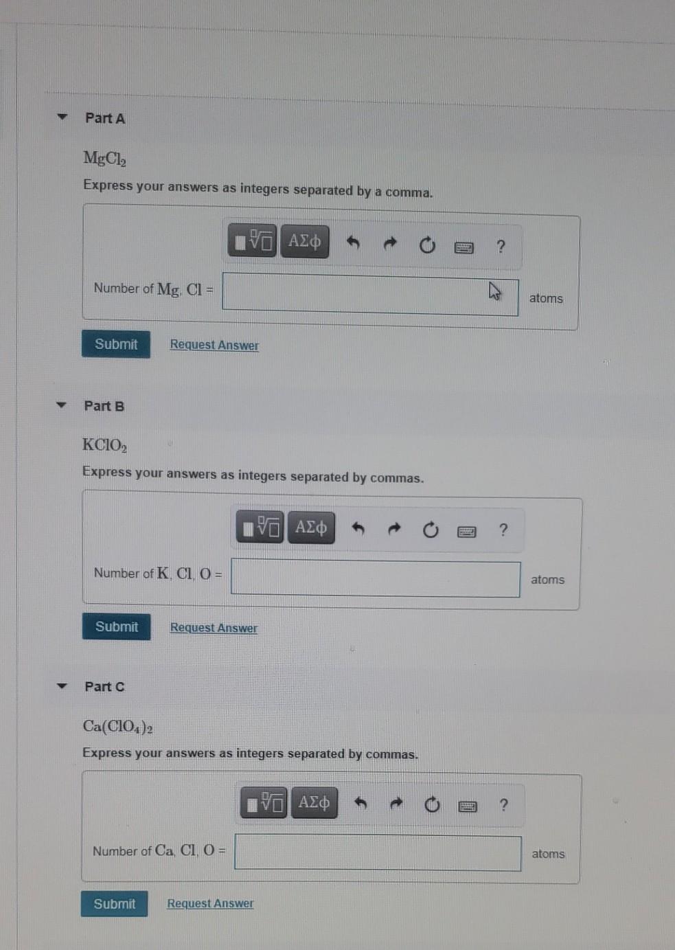 Solved Part A MgCl2 Express your answers as integers | Chegg.com