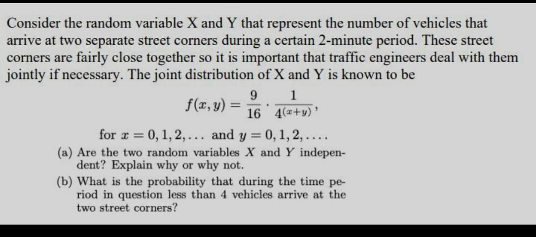 Consider the random variable X and Y that represent | Chegg.com