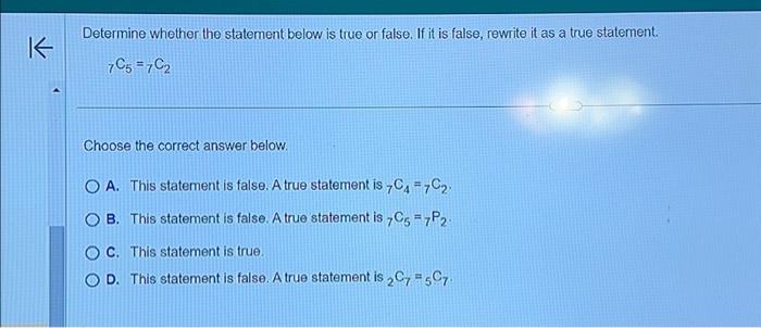 Solved K Determine whether the statement below is true or | Chegg.com