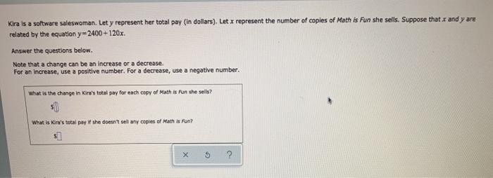 Solved Kira is a software saleswoman. Let y represent her | Chegg.com