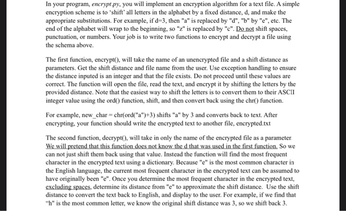 Solved In your program, encrypt.py, you will implement an | Chegg.com