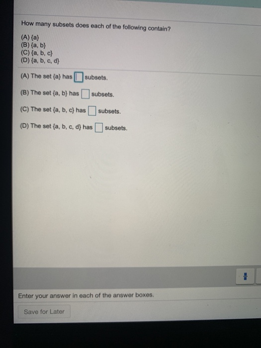 Solved How many subsets does each of the following contain? | Chegg.com