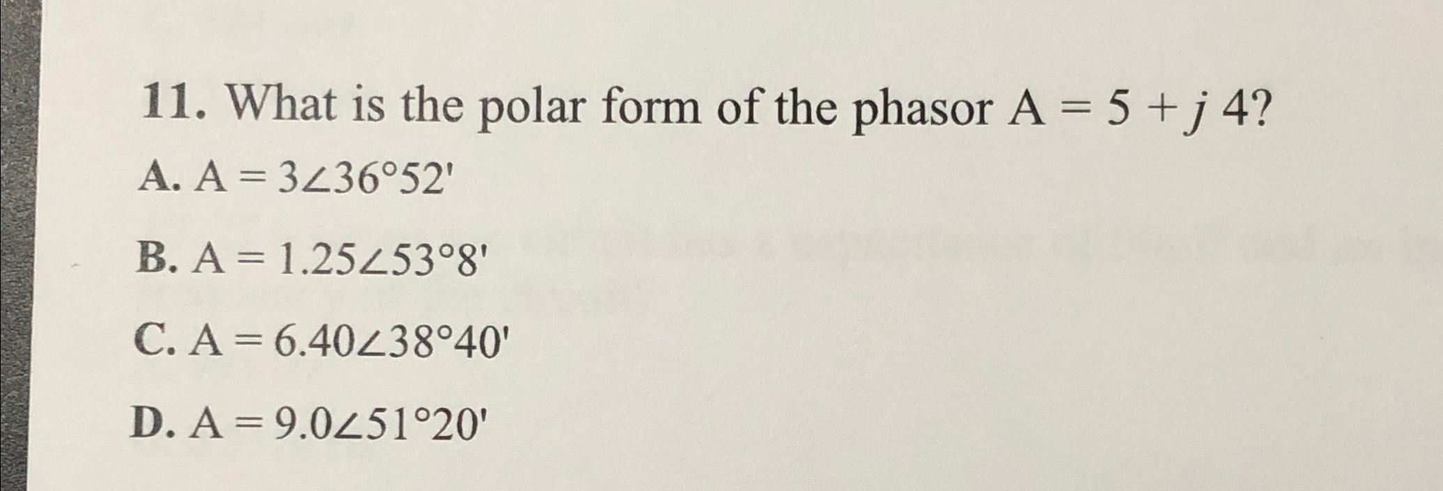 Solved What is the polar form of the phasor | Chegg.com