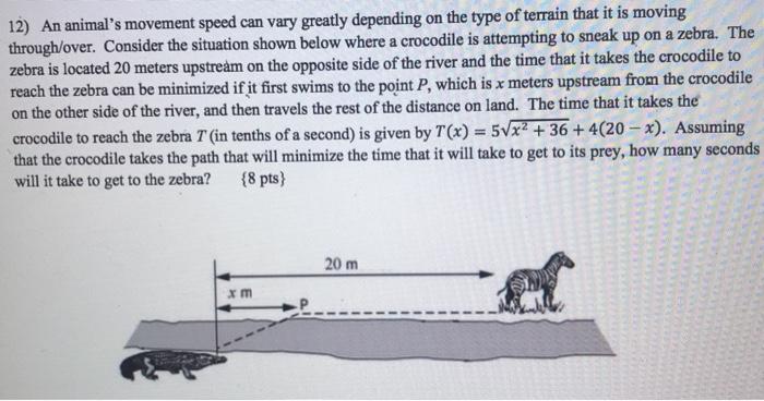 Solved 12) An animal's movement speed can vary greatly | Chegg.com