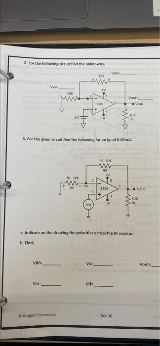 Solved 2. For the following circuit find the unknowns. | Chegg.com