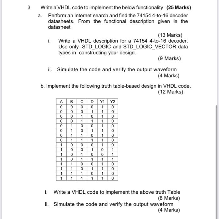 Solved 3. a. Write a VHDL code to implement the below | Chegg.com
