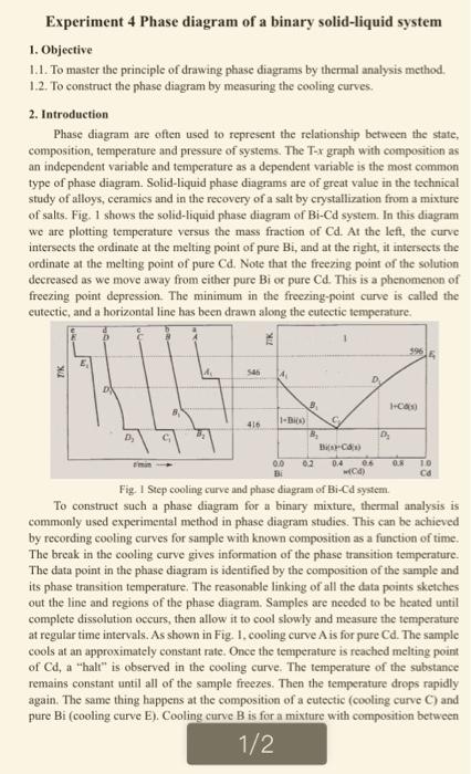 Solved Experiment 4 Phase diagram of a binary solid-liquid | Chegg.com