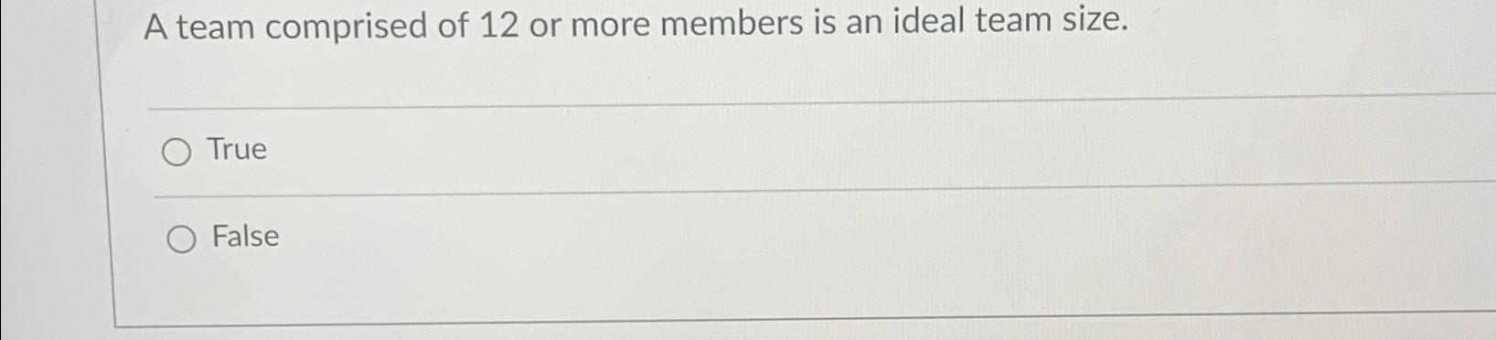 Solved A team comprised of 12 ﻿or more members is an ideal | Chegg.com