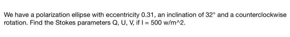 Solved We Have A Polarization Ellipse With Eccentricity