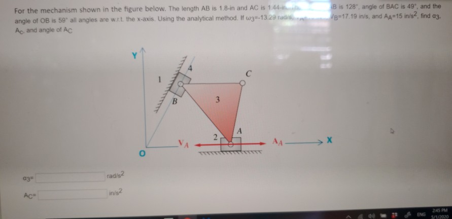 Solved For the mechanism shown in the figure below. The | Chegg.com