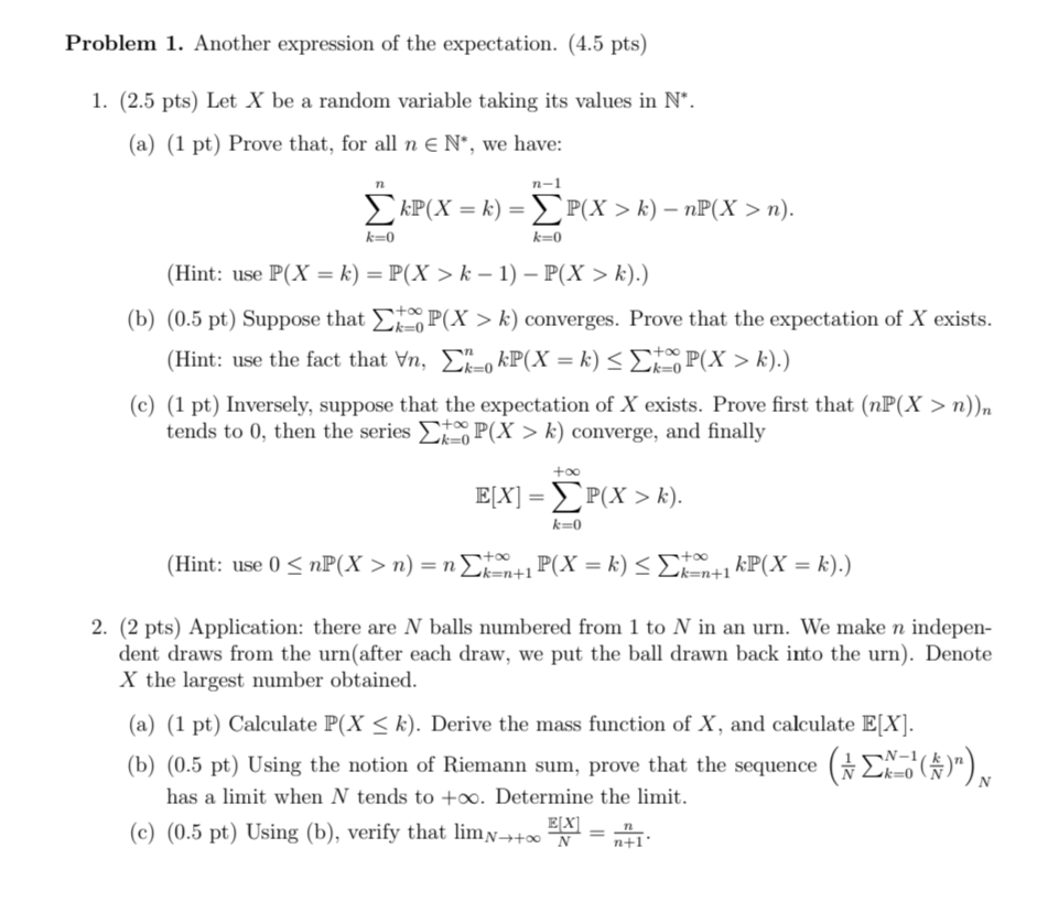 Solved Problem 1. Another expression of the expectation. | Chegg.com
