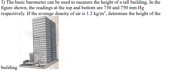 Solved The basic barometer can be used to measure the height | Chegg.com