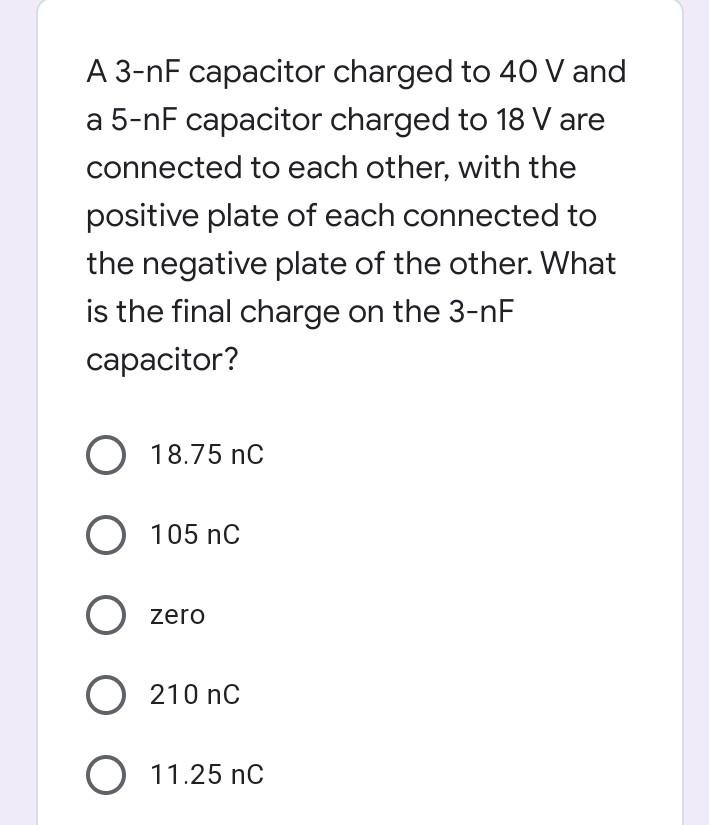 Solved A 10-nF capacitor is charged to an unknown potential | Chegg.com