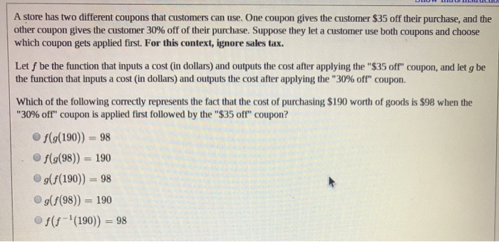 Solved A store has two different coupons that customers can | Chegg.com