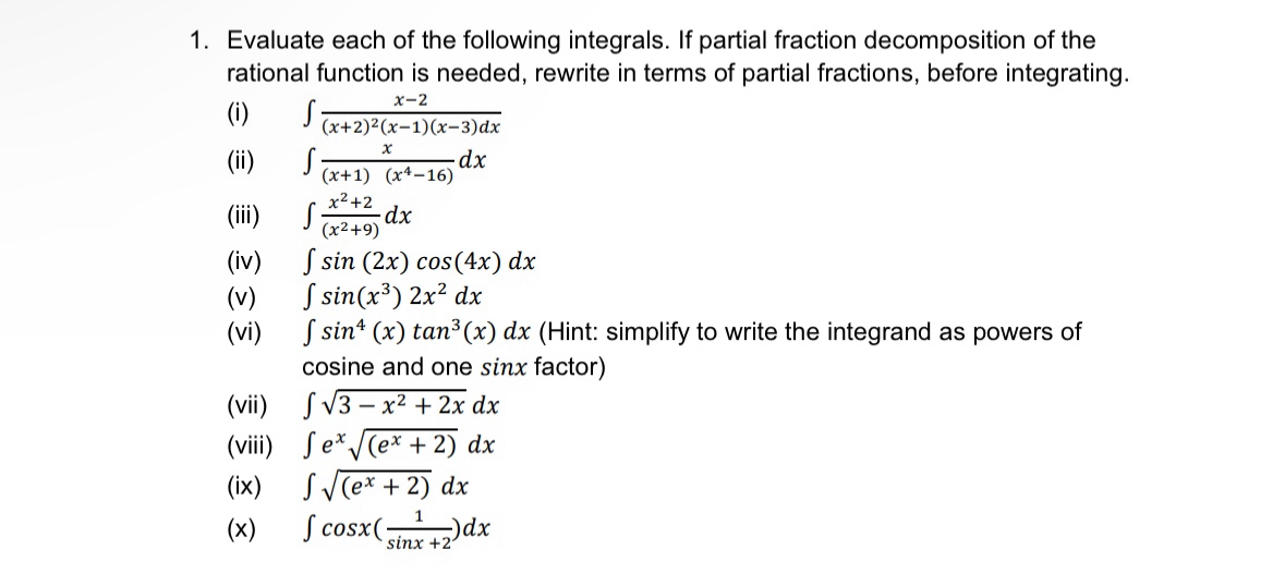 Solved Evaluate each of the following integrals. If partial | Chegg.com