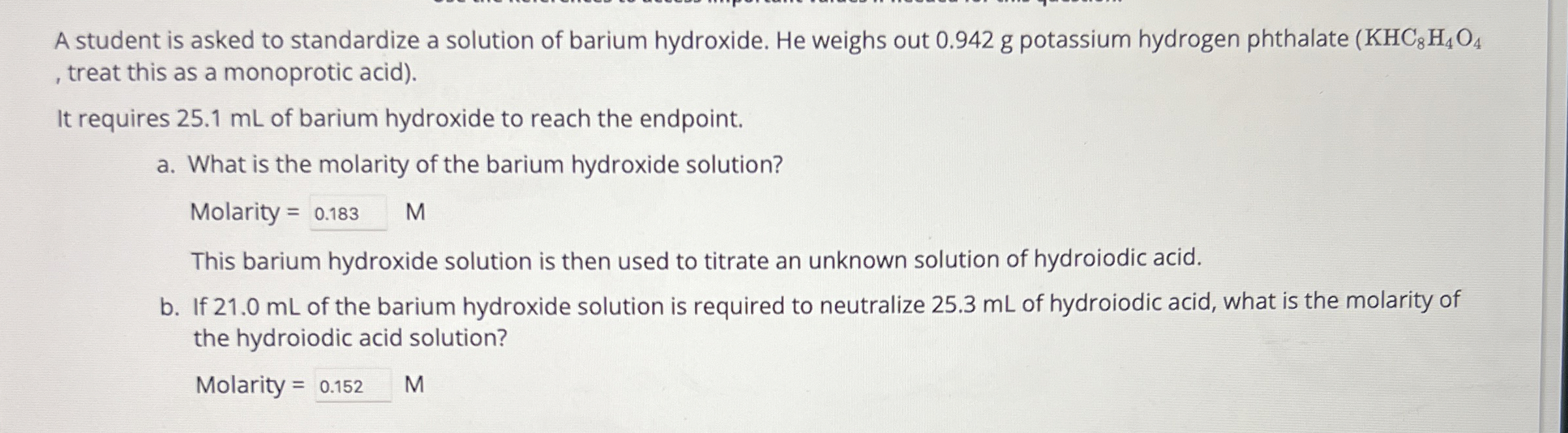 Solved A student is asked to standardize a solution of | Chegg.com