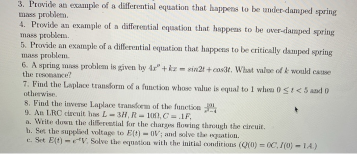 Solved 3. Provide an example of a differential equation that | Chegg.com