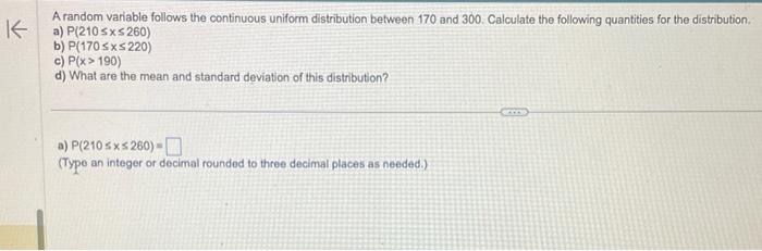 Solved A random variable follows the continuous uniform | Chegg.com