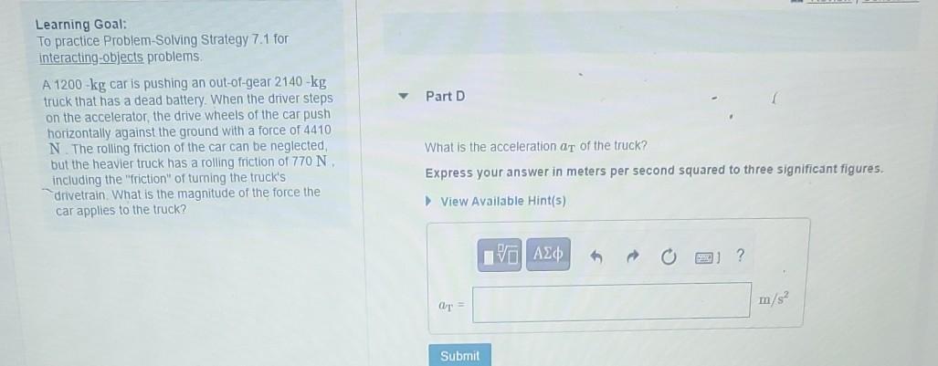 Solved Part D Learning Goal To Practice Problem Solving