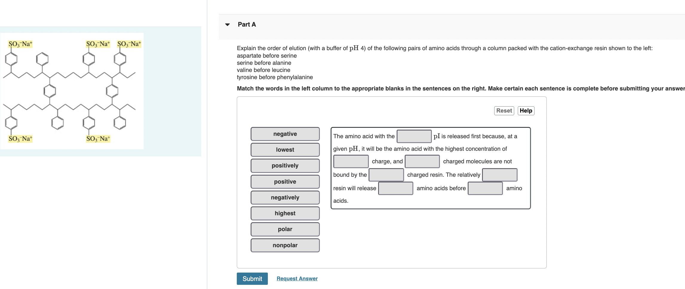 Solved Part A Explain the order of elution (with a buffer of | Chegg.com