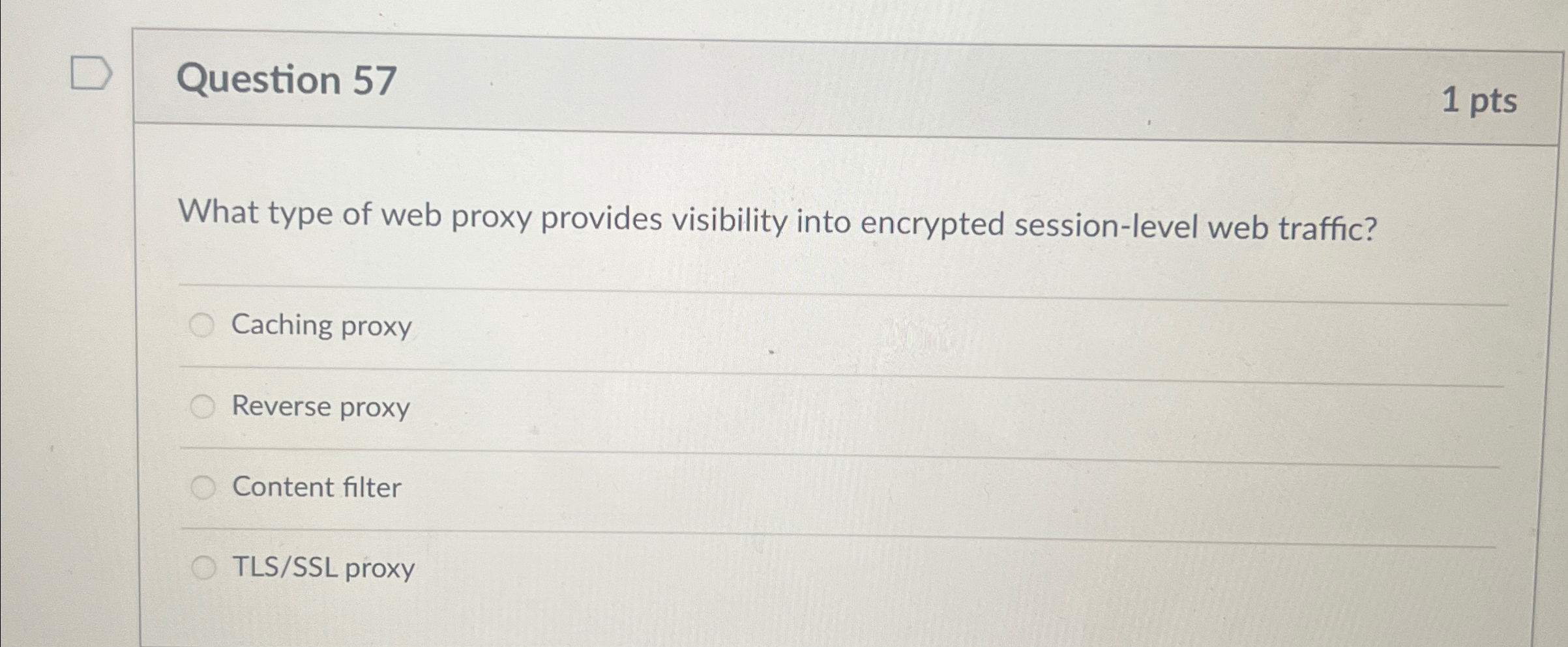 Solved Question 571 ﻿ptsWhat type of web proxy provides | Chegg.com