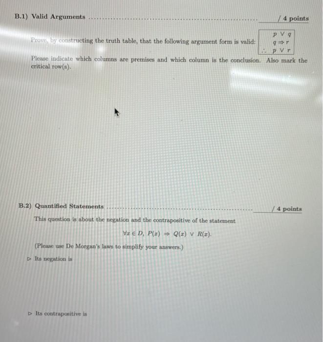 Solved 3.1) Valid Arguments 14 points Prove, by constructing | Chegg.com