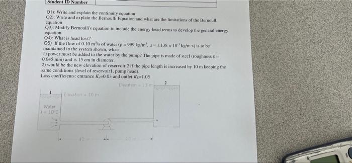 Solved Student ID Number QI): Write and explain the | Chegg.com