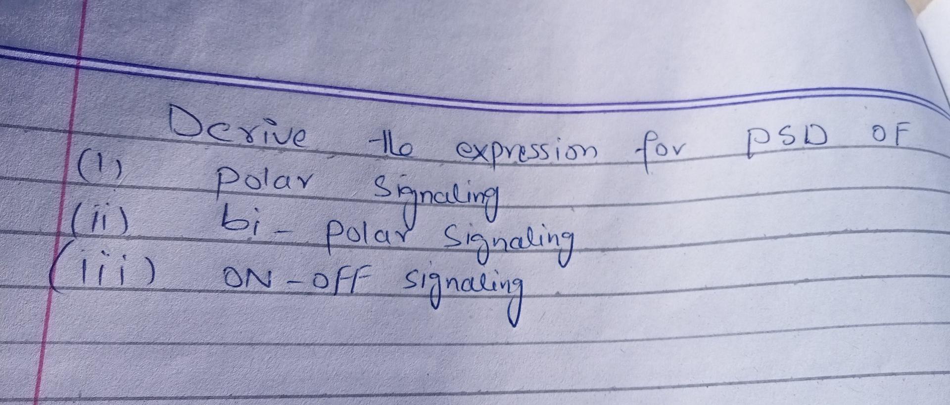 Solved Derive, −16 expression for PSD OF (1) Polar signaling | Chegg.com