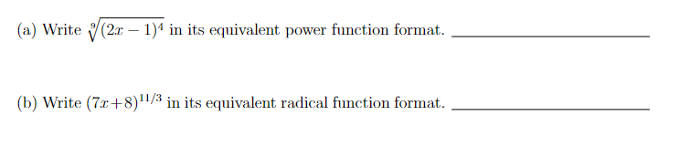 Solved (a) ﻿Write (2x-1)49 ﻿in its equivalent power function | Chegg.com